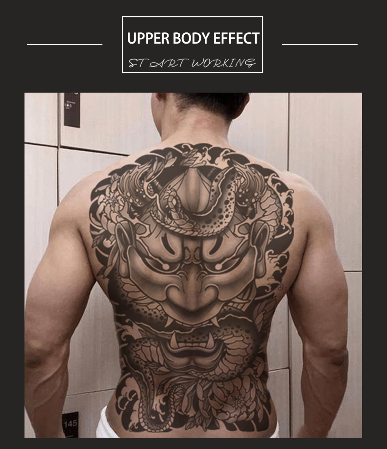 Waterproof Lasting 15 Days, Pan Snake Prajna Full Back Temporary Tattoo ...