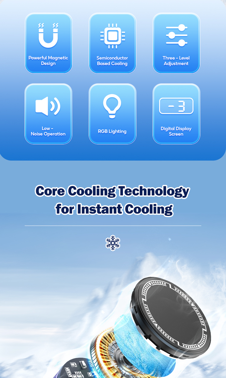 [100% Cooling]Phone Cooler Upgraded Colored Lights Phone Radiator for ...