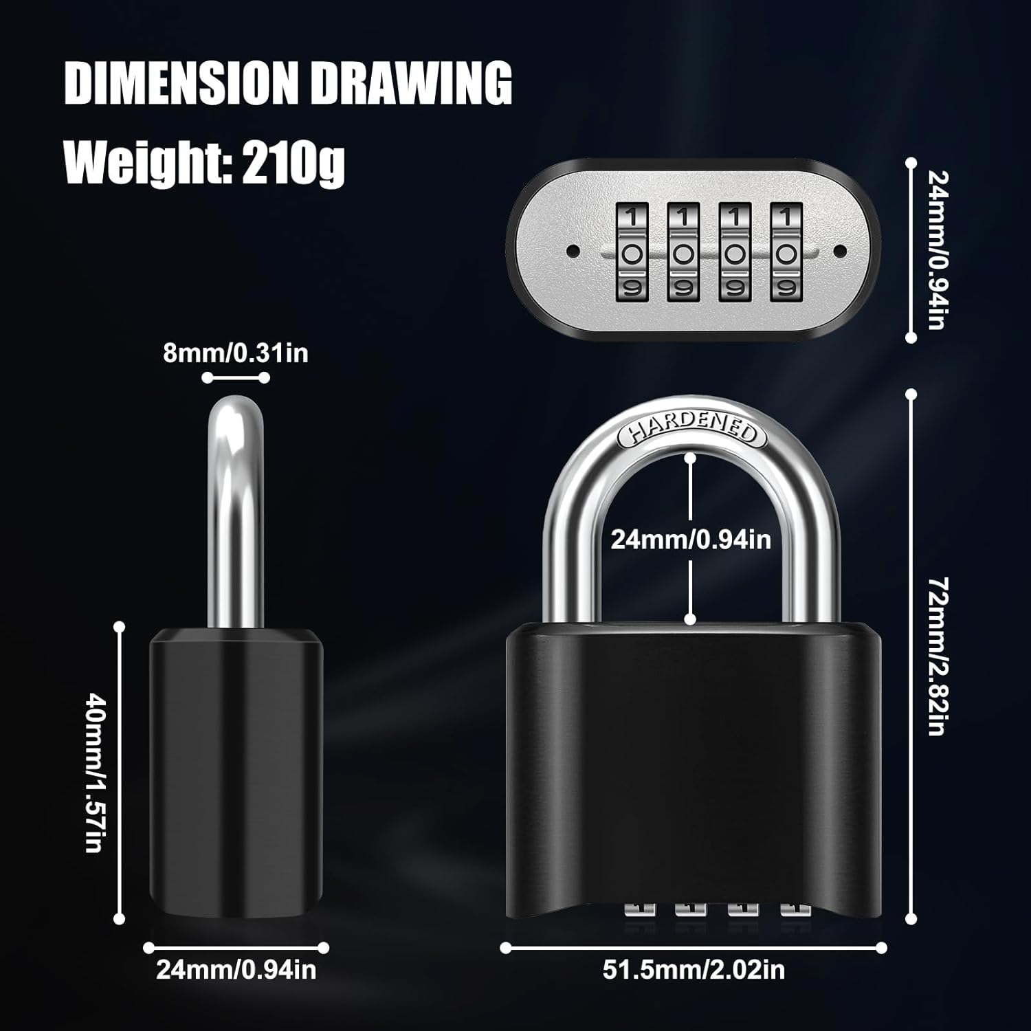 KIPRUN Combination Lock, 4-Digit Combo Lock, Combination Padlock ...