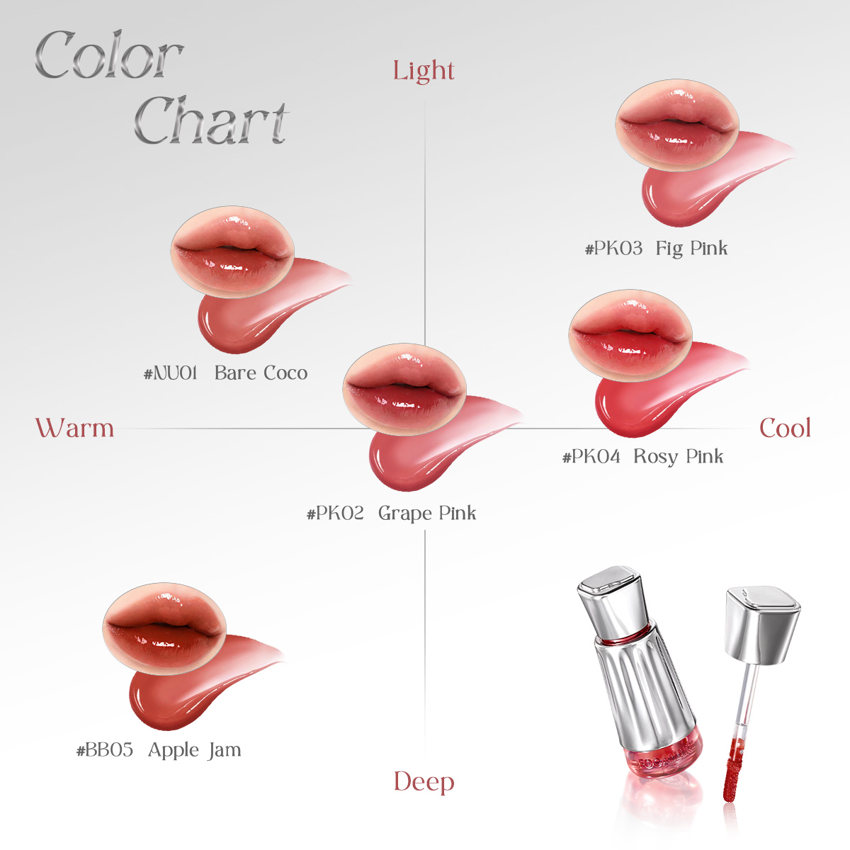 FOCALLURE 3D Mirror Dewy Lip Tint Shimmering Clear Texture Moisturizng ...