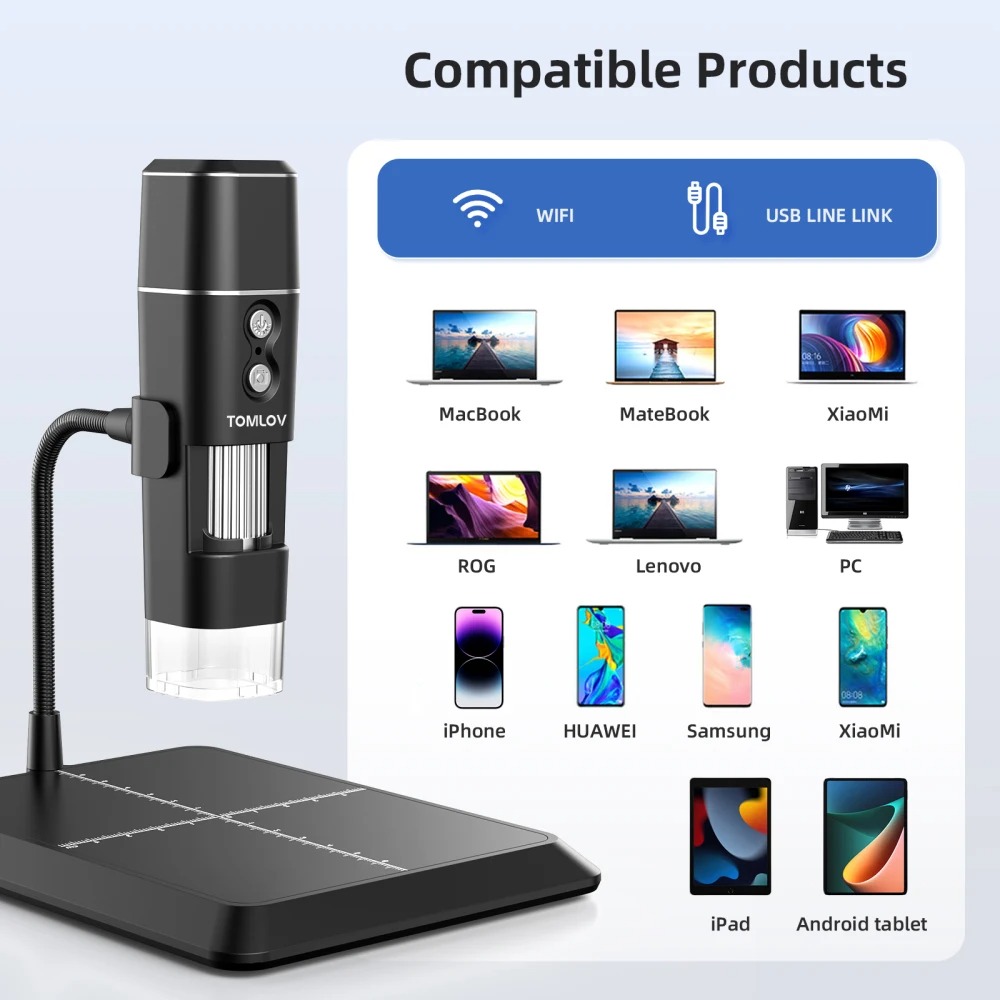 TOMLOV Wireless Digital Microscope Handheld USB HD Inspection Camera ...