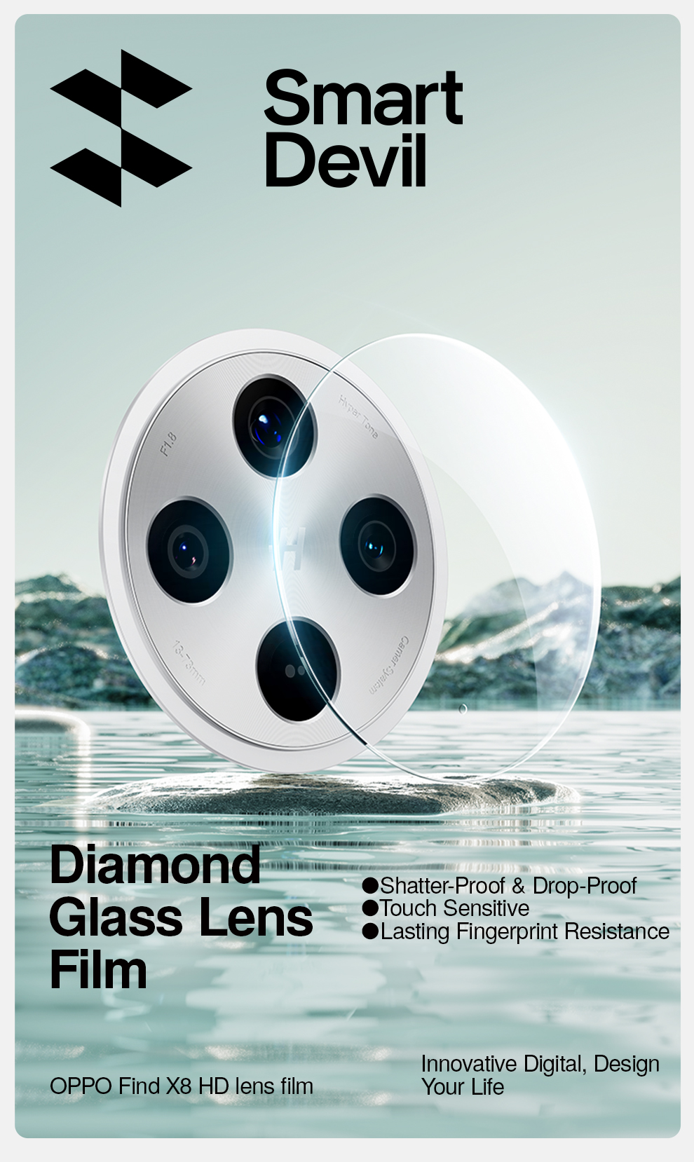 SmartDevil HD Lens Film For OPPO Find X8/X8Pro/Find X7 Rear Camera HD Glass Explosion Resistant ...