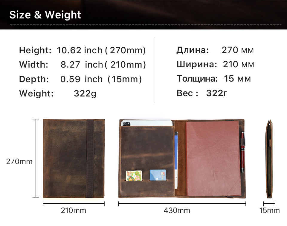 Genuine Leather A5 B5 Book Cover Travel Vintage Notebook Cover Sleeve ...