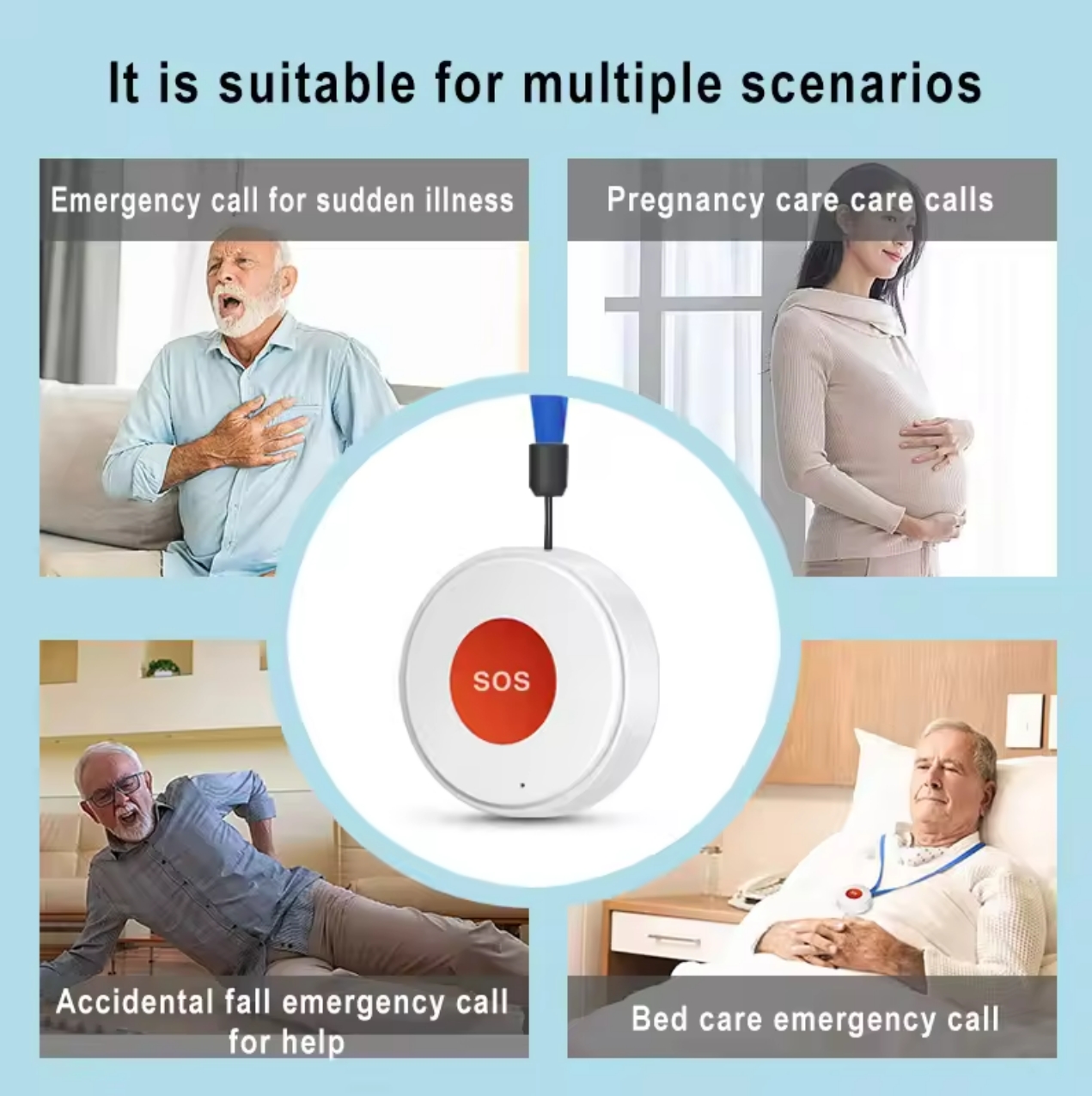 Tuya WiFi Smart SOS Call Button Wireless Caregiver Pager Phone Alert ...