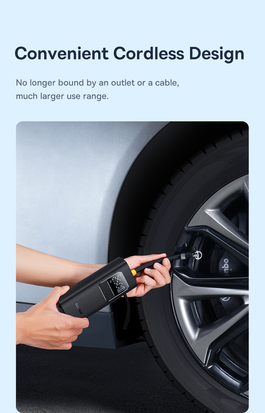 Baseus Portable Wireless Inflator Pump Car Smart Digital Tire Pressure ...