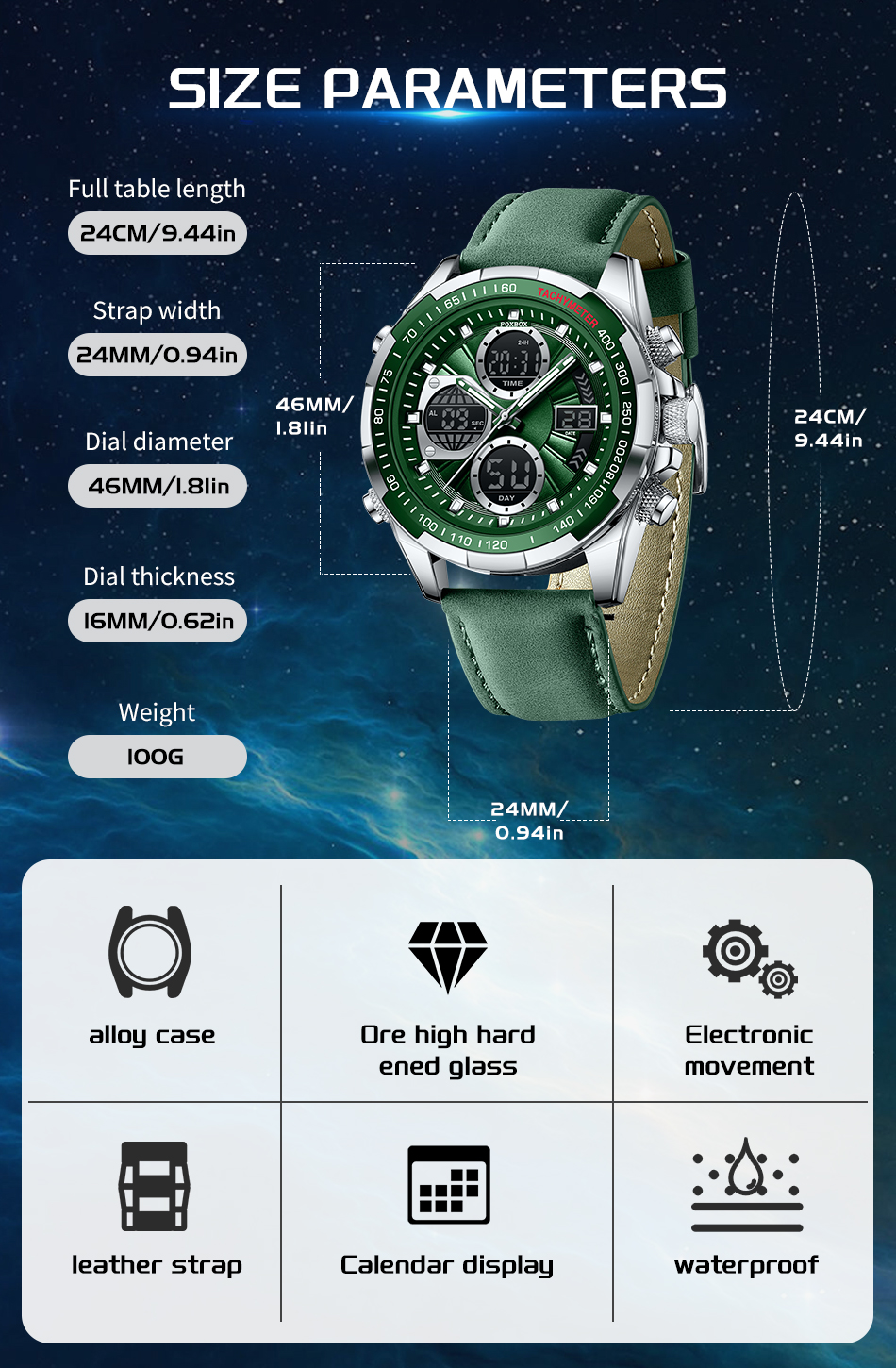 FOXBOX Quartz Watches Mens Luxury Sport Chronograph Waterproof Quartz ...