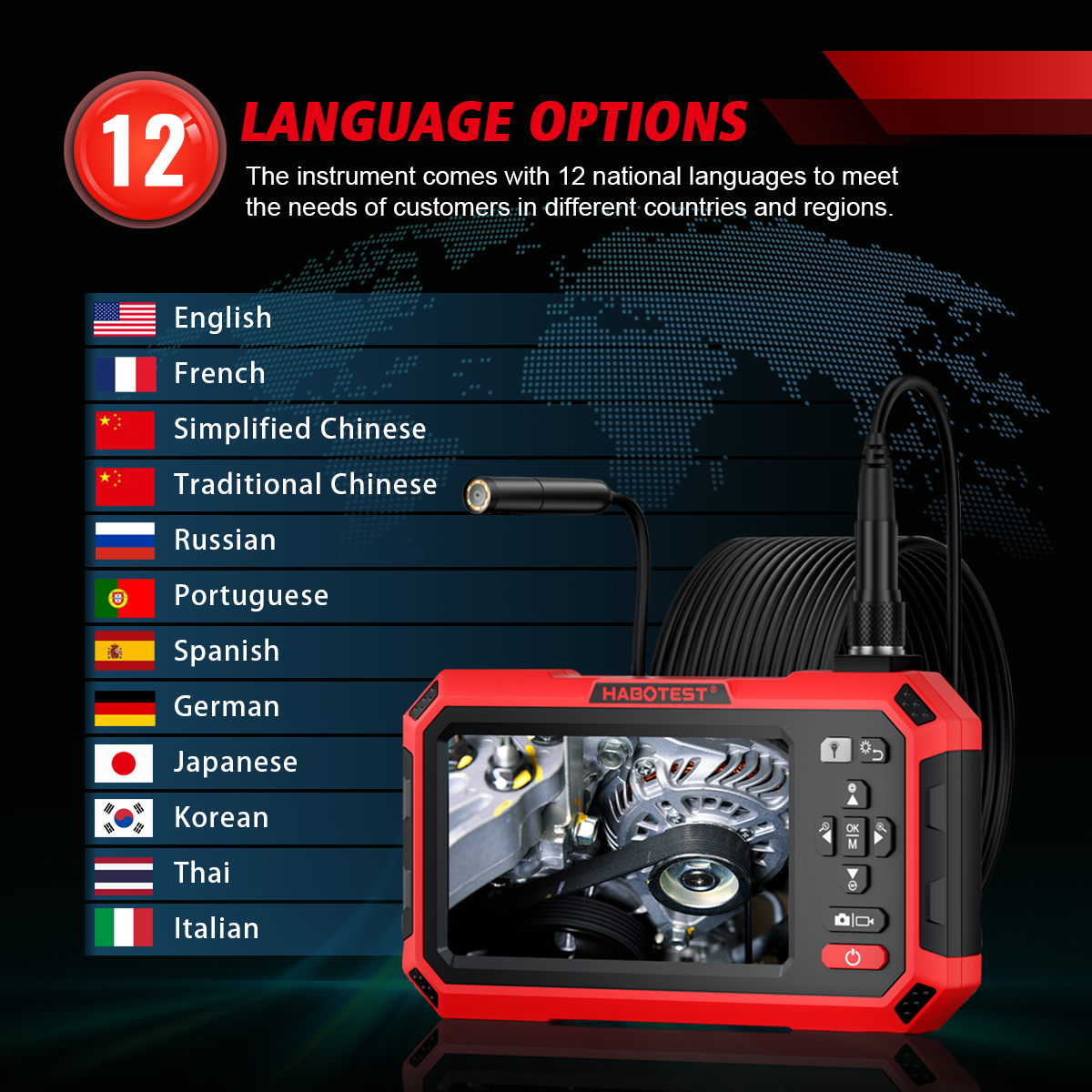 HABOTEST HT669A High Definition Industrial Borescope 1080P HD Video 32G ...