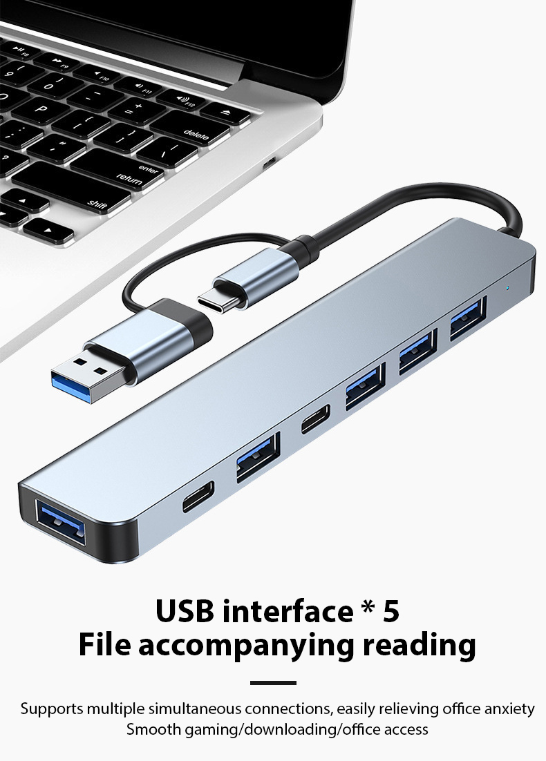 Type-C USB Port HUB Dual Head 7IN2 Expander for Multi Interface Hub OTG ...