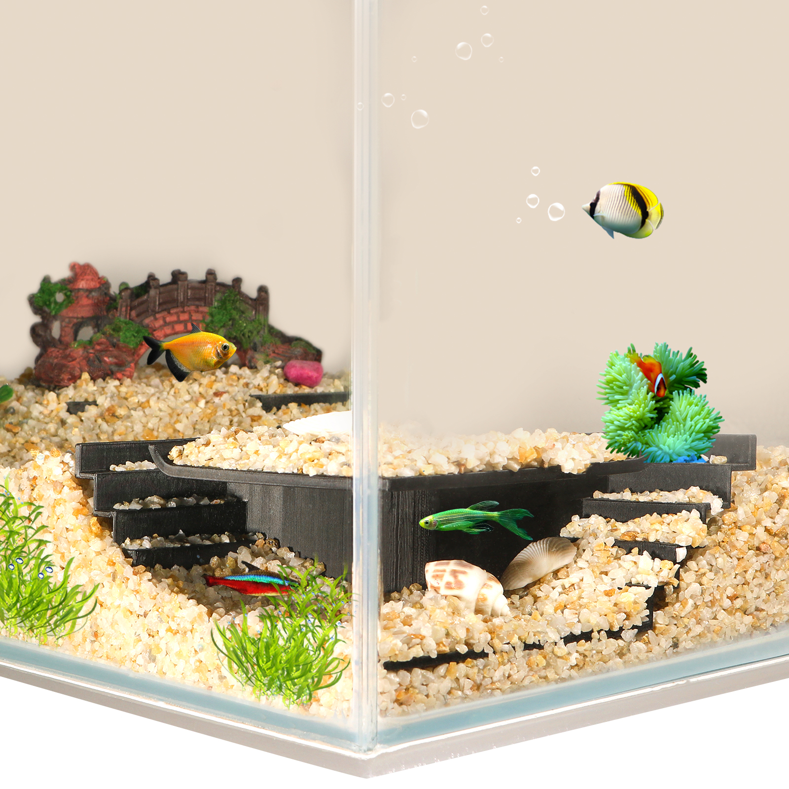 Triangle PLA Aquarium Cave Underground Corner Tunnel Fish Game Lounge ...