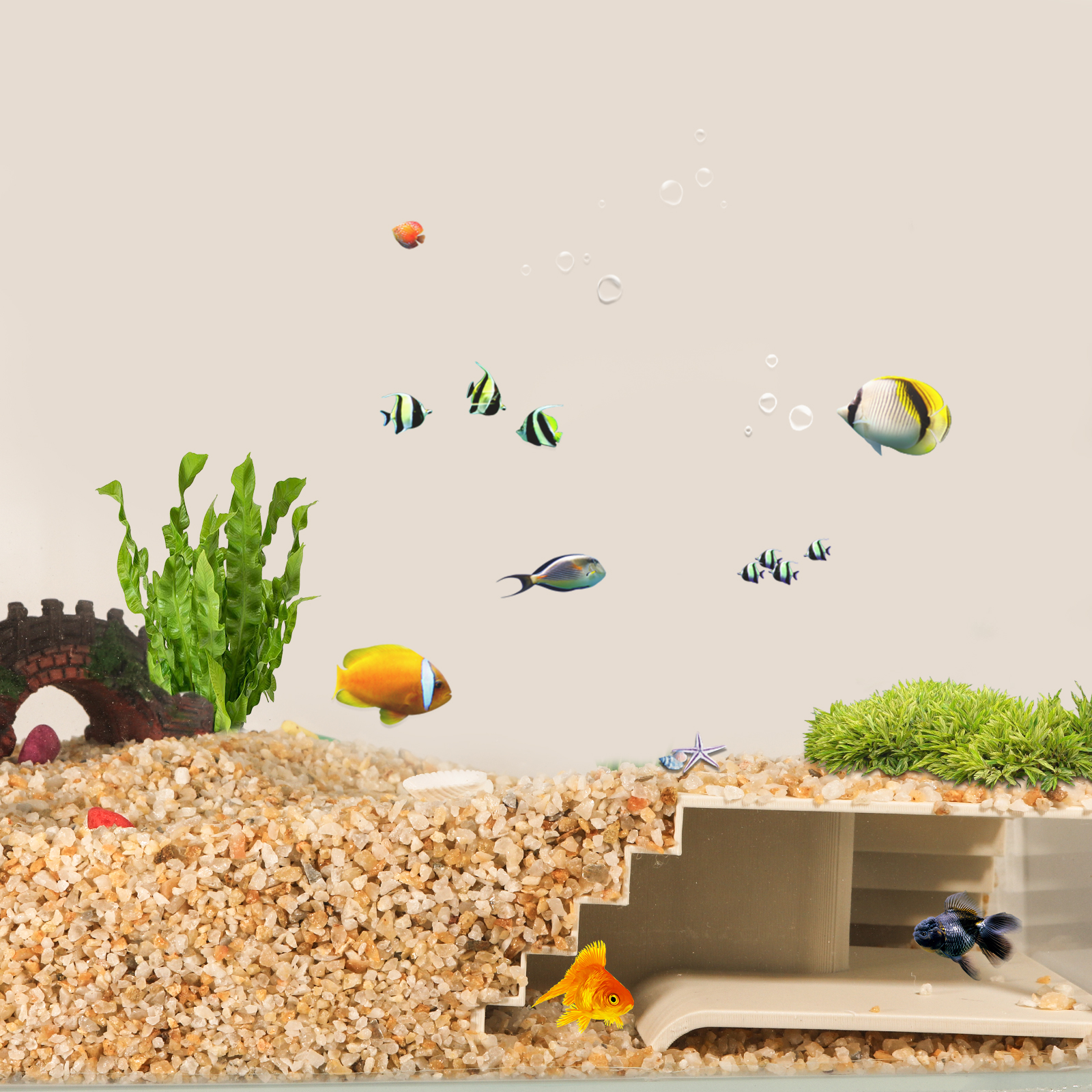 Triangle PLA Aquarium Cave Underground Corner Tunnel Fish Game Lounge ...