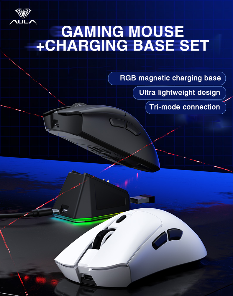 AULA SC380 Wireless Mouse 59g lightweight mouse Bluetooth/2.4G/Type-C ...