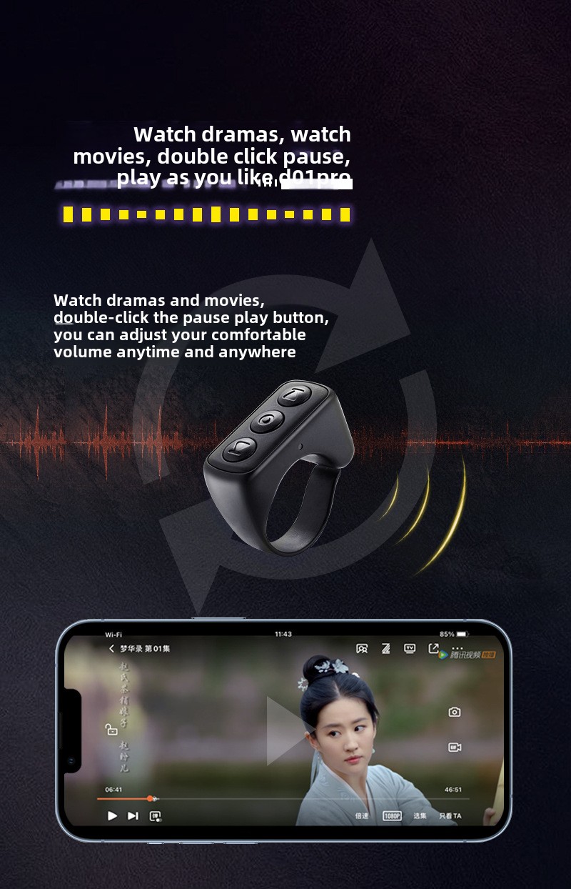 D01 Bluetooth mobile phone remote control ring self timer Tiktok short ...