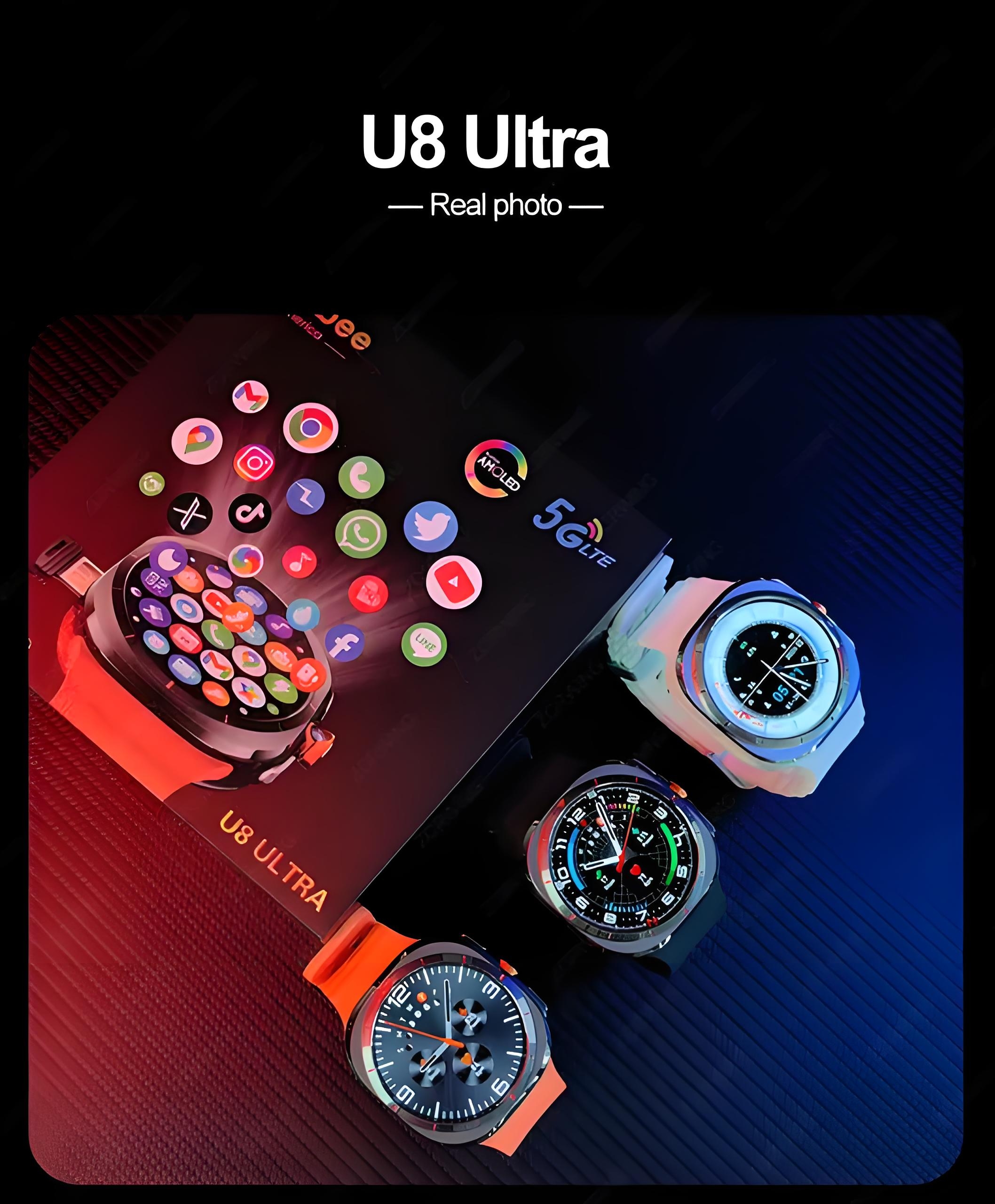 【SIM card】U8 Ultra smart watch with sim slot and wifi 4G Net 32G Rom ...