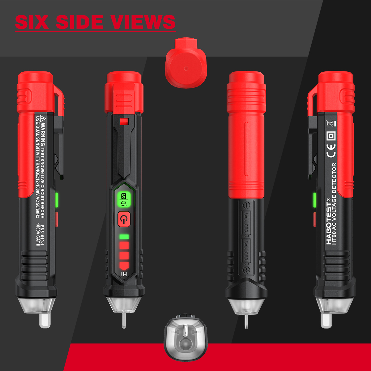 HABOTEST HT90 AC Voltage Detector 12V/48V~1000V NCV Intelligent Test ...