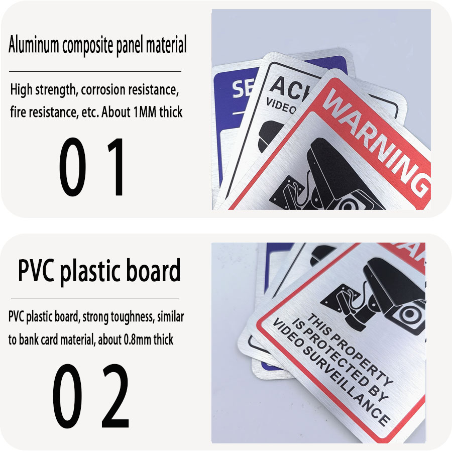 Aluminum plate monitoring prompt sign 24-hour English warning sign ...