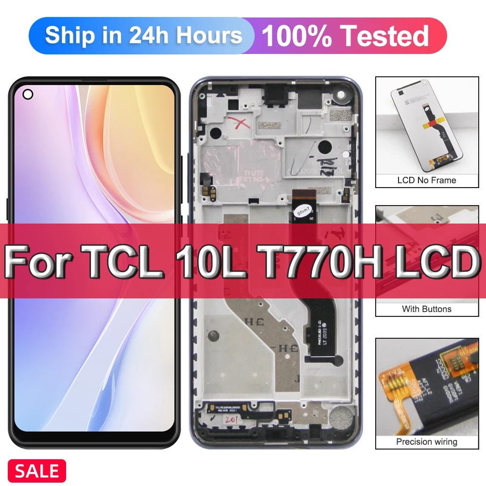 Original For TCL 10L T770H T770B 4187U LCD with Frame Display Touch Screen Digitizer Full Set ...