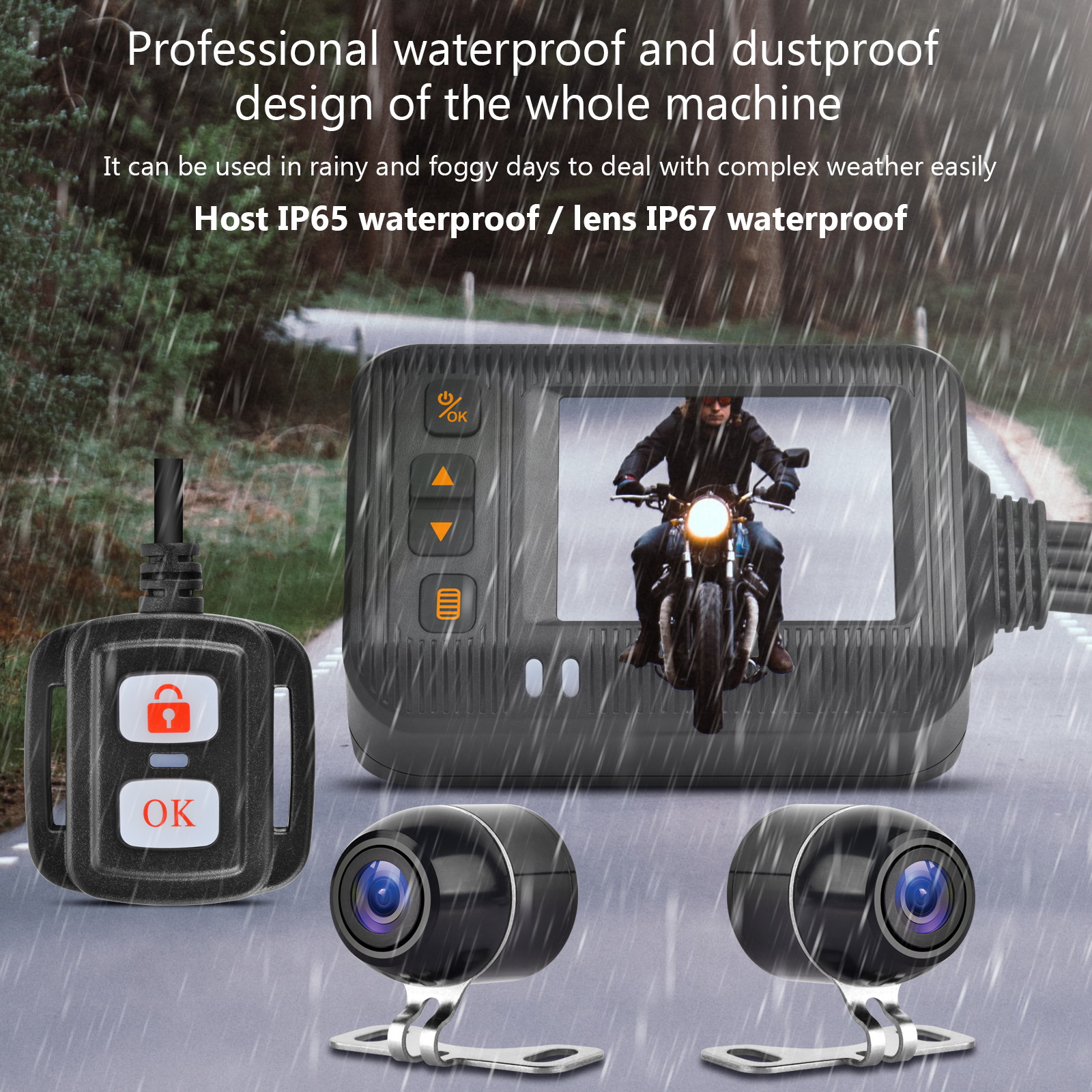 Motorcycle Dash Cam 2inch Dual Lens Front and Back Video Recorder ...