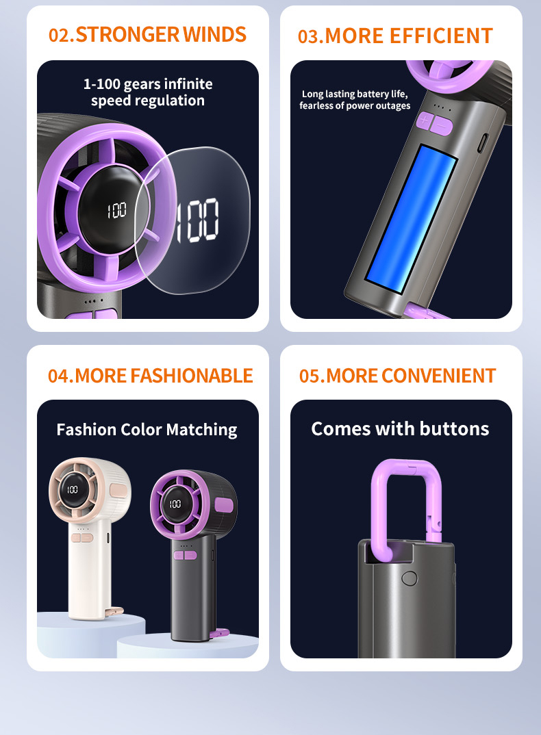 100 GEAR Leafless Handheld Small Fan Mini High Speed Turbine Fan ...