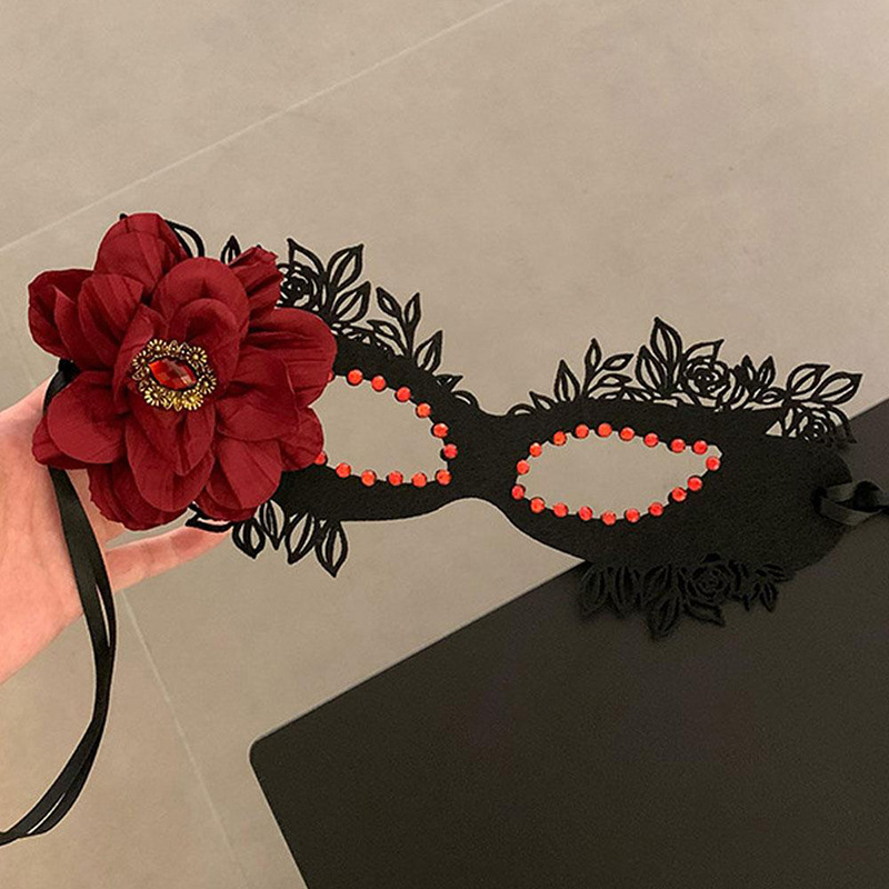 Black flower half face Girl eye mask Lace mask Costume Party masquerade ...