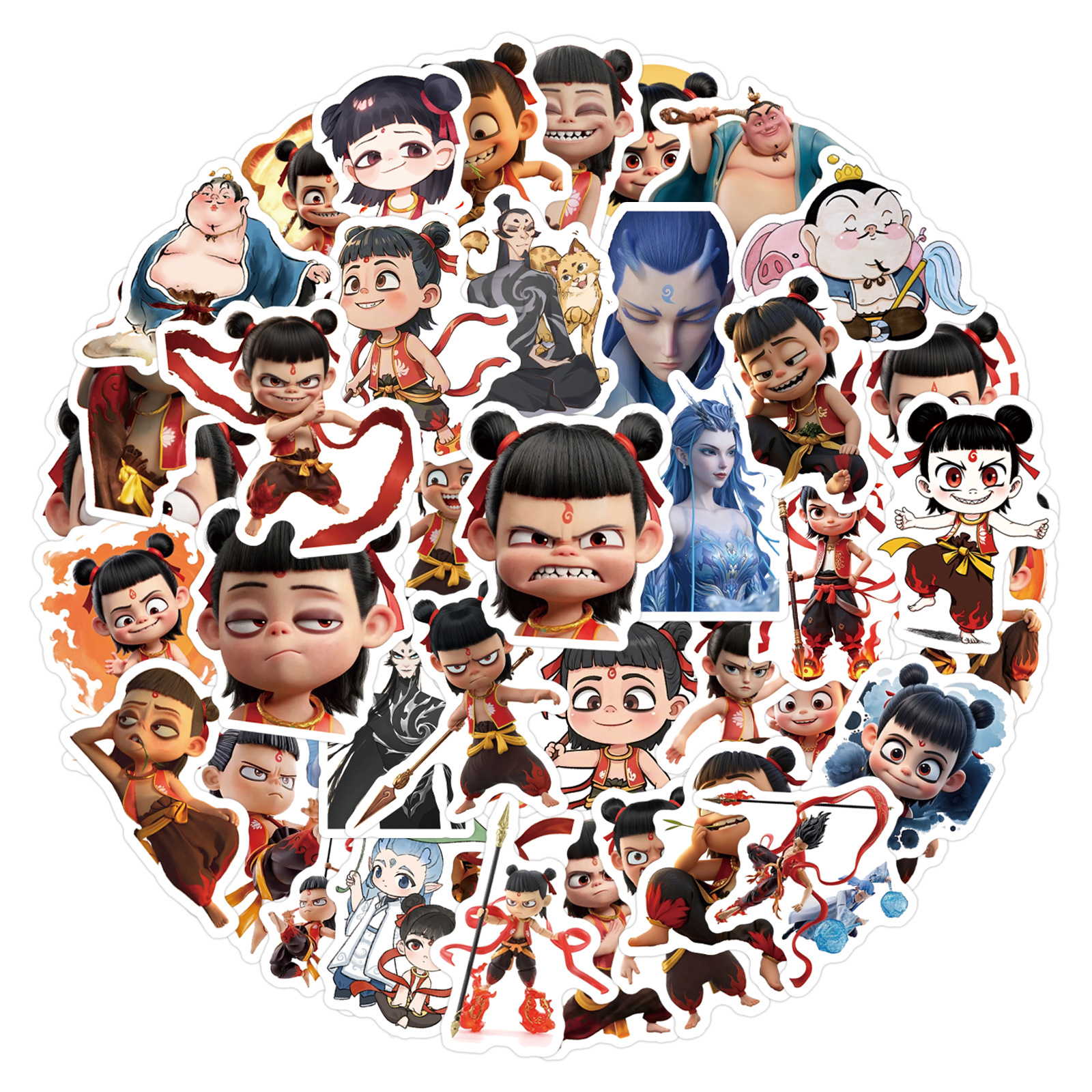 60 Nezha sticker cute Waterproof stickers suit for phone scrapbook door ...