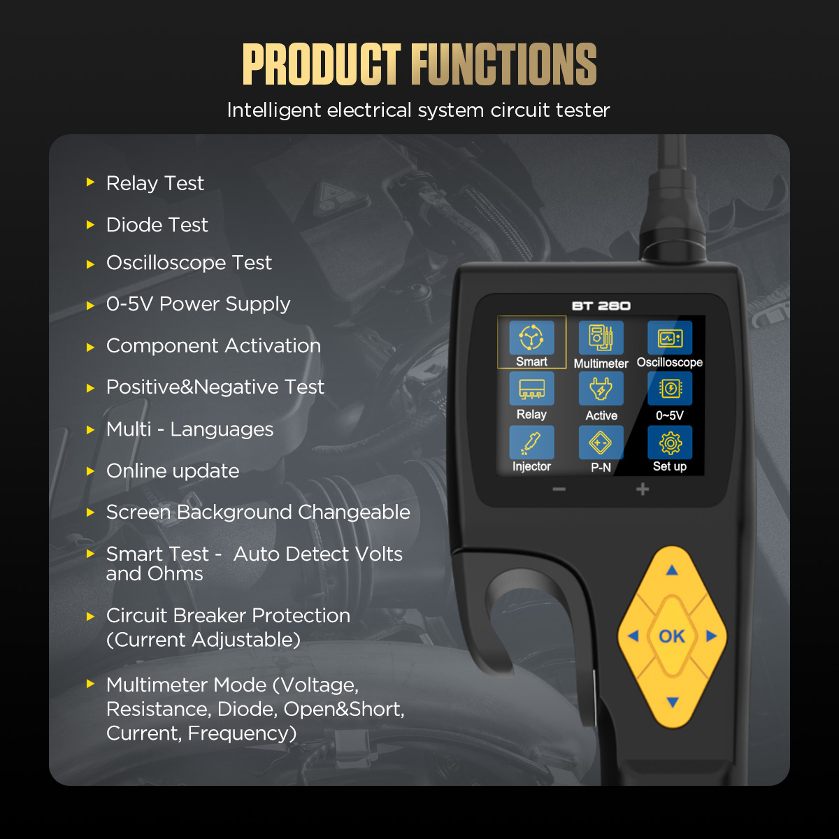 AUTOOL BT280 Car Electrical Circuit Tester, Automotive Scanner Electric ...