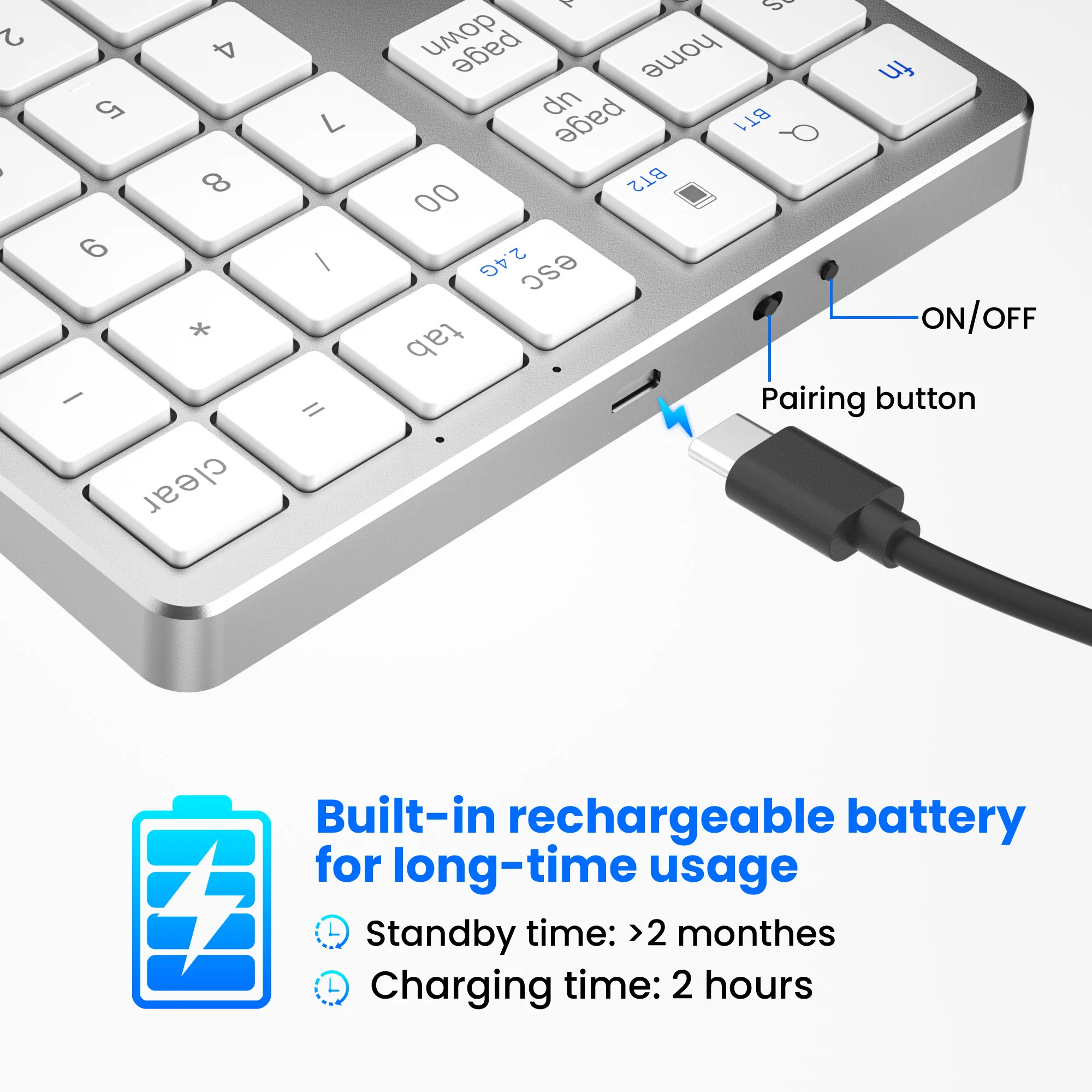 2.4G Wireless Bluetooth Number Pad Ultra-thin Remote Connection Numpad ...