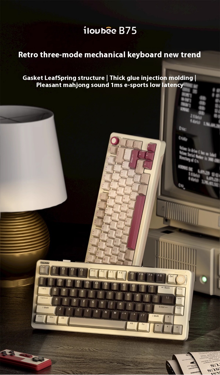 Ilovbee B75 Wireless Mechanical Keyboard 75% Hot swappable RGB Leaf ...