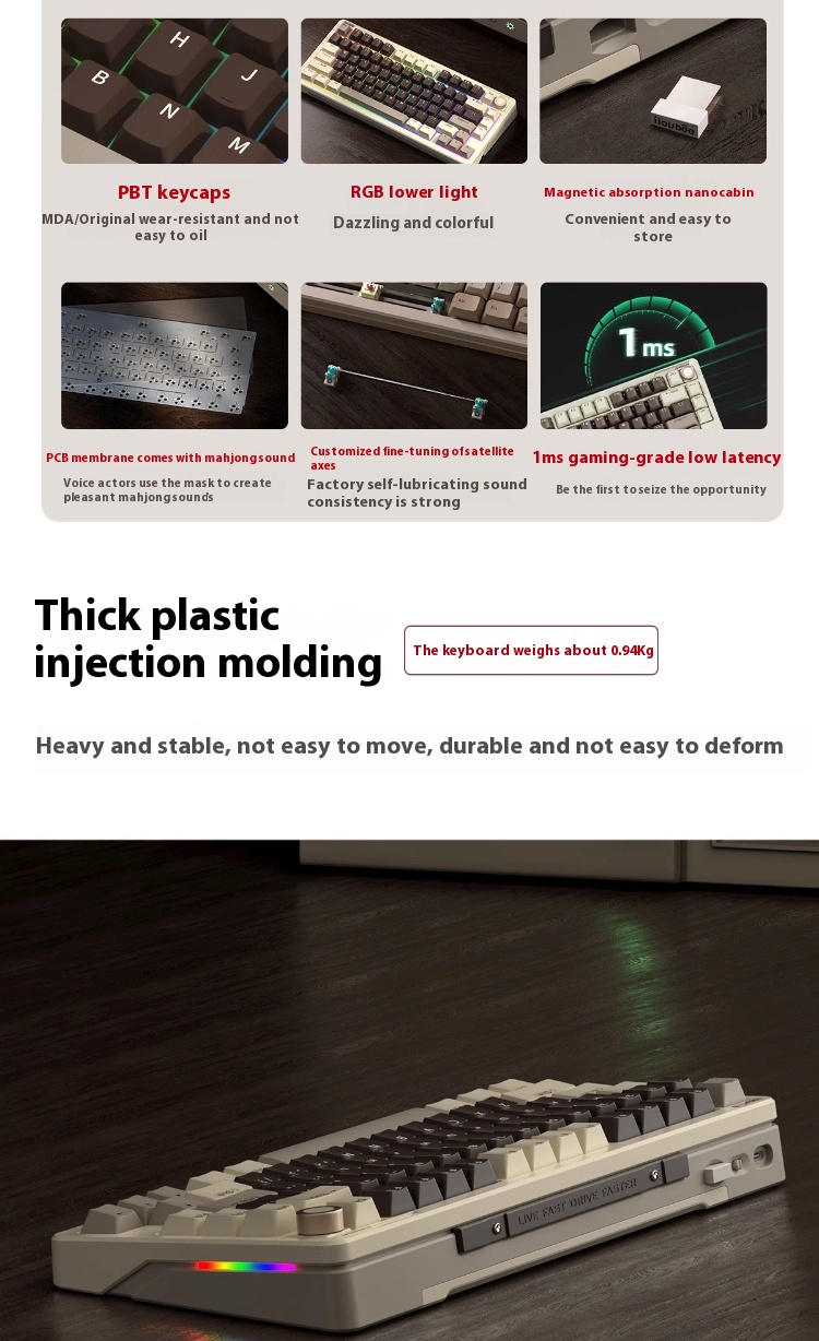 Ilovbee B75 Wireless Mechanical Keyboard 75% Hot swappable RGB Leaf ...