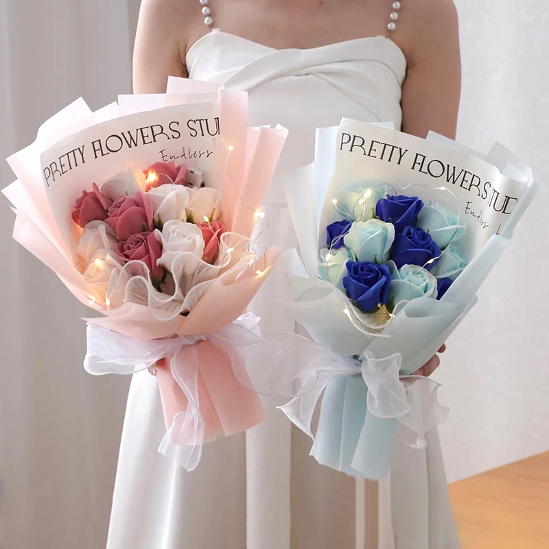Handmade Woven Flower Bouquet Set Handmade Crochet Flowers Artificial ...