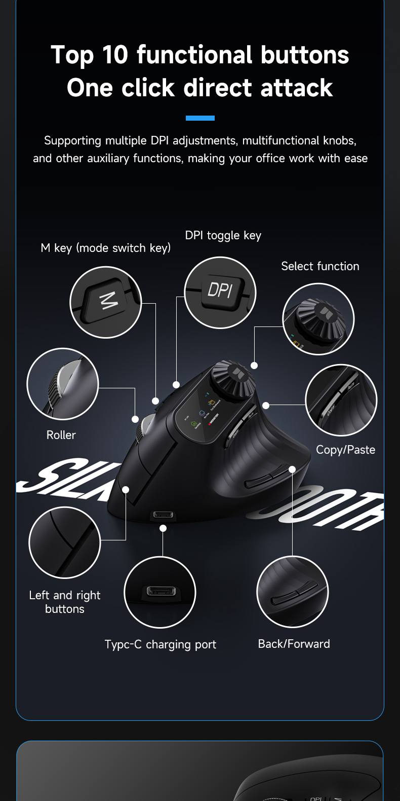 Monster M2 MAX Wireless Mouse Rechargeable Ergonomic Vertical Mouse LED ...