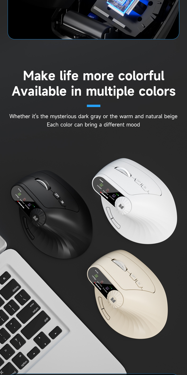 Monster M2 MAX Wireless Mouse Rechargeable Ergonomic Vertical Mouse LED ...