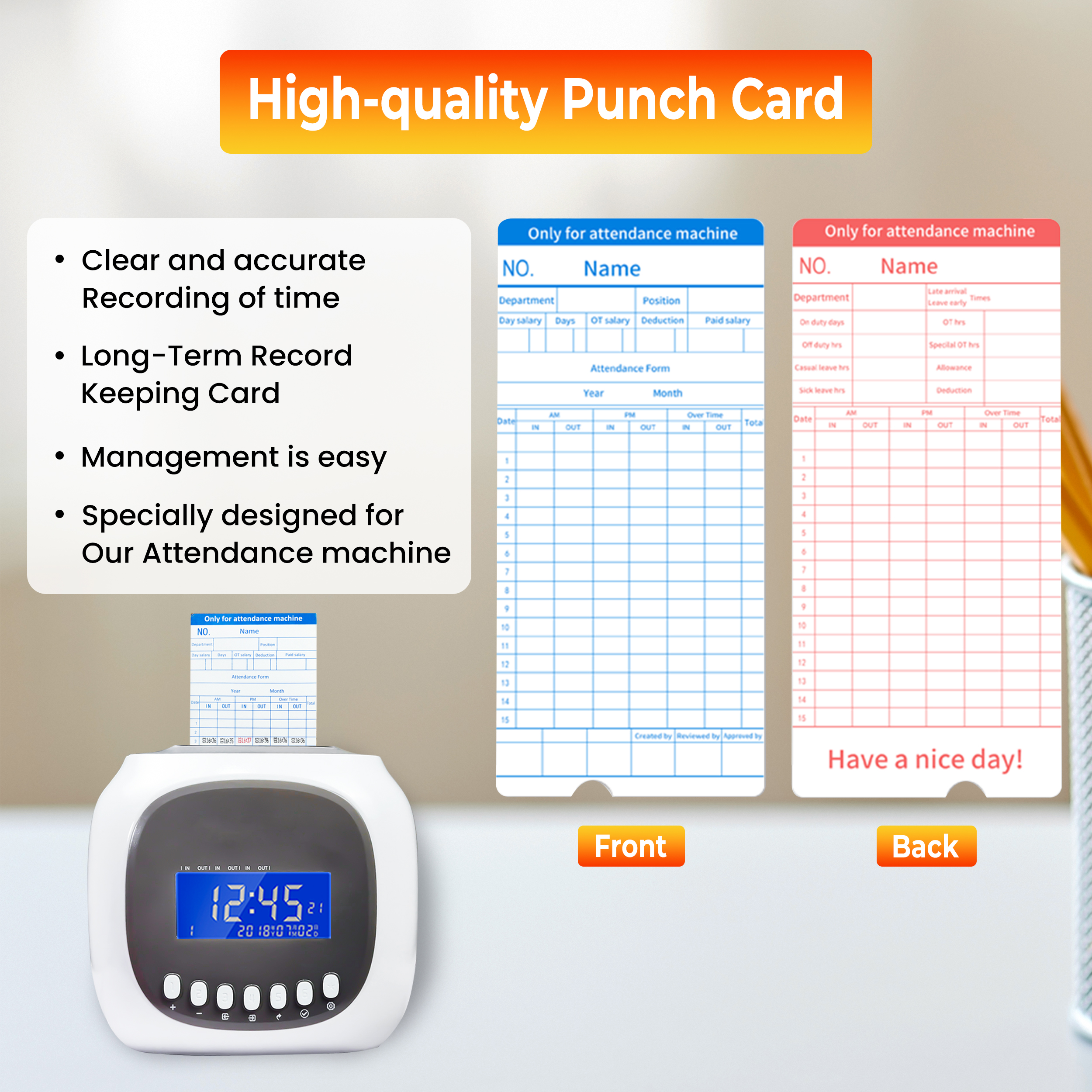 Attendance machine accessories Attendance punch card paper Attendance ...