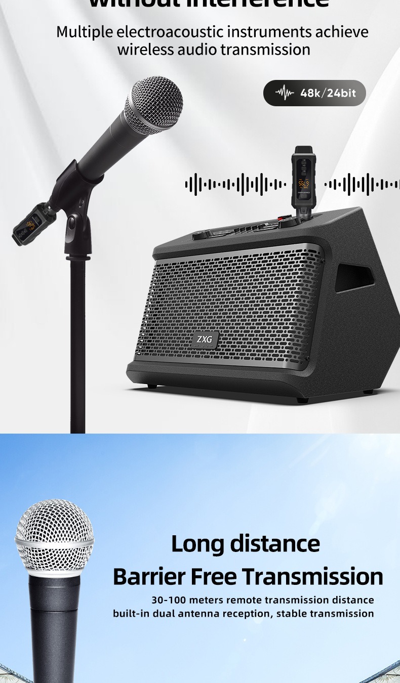 Wireless Microphone XLR Transmitter Receiver 2.4Ghz Wired Change to ...