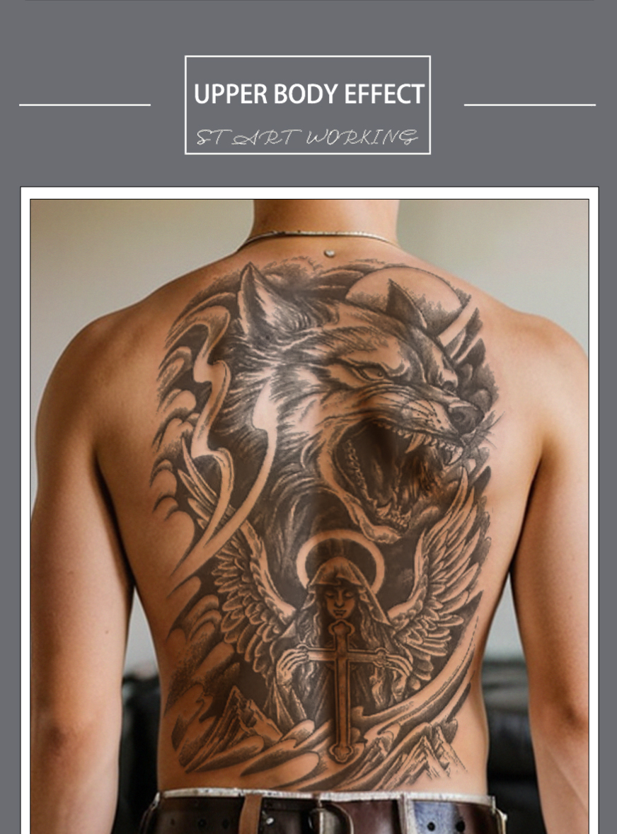 Temporary Tattoo Stickers, Waterproof Temporary Tattoo Wolf King Angel ...