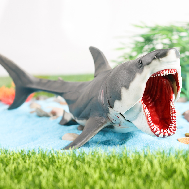 Simulated marine animal model great white shark model megalodon shark ...