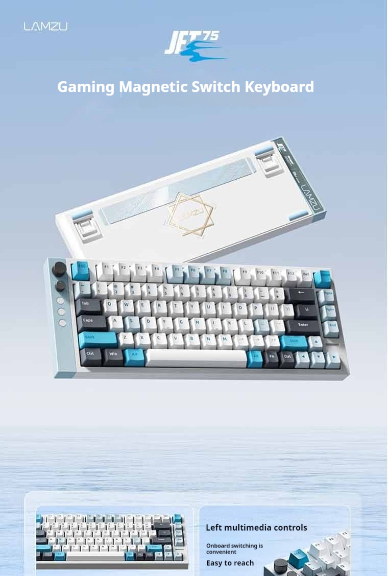 LAMZU JET75 aluminum alloy e-sports magnetic axis wired mechanical keyboard RT0.01mm, 32k+8kHz ...