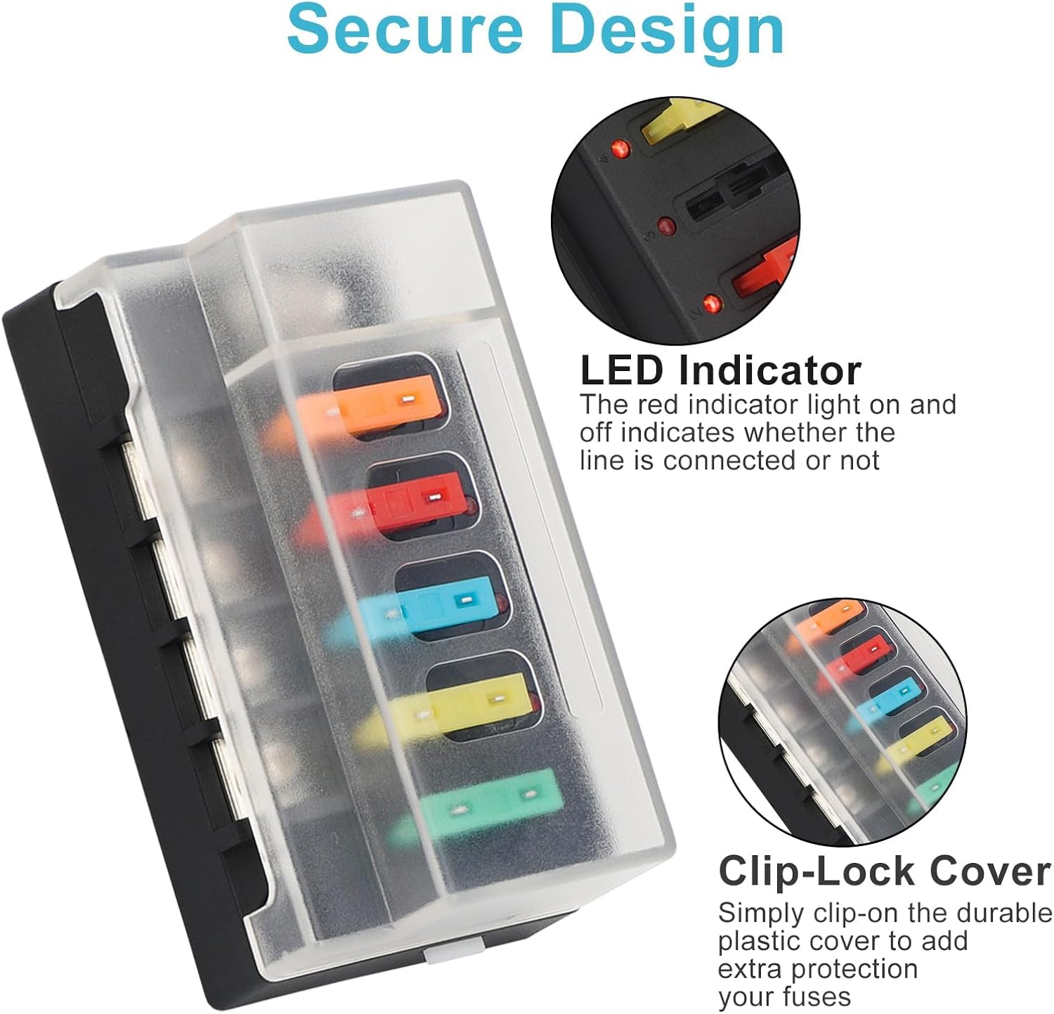 12V Fuse Block, 4 Circuits Blade Fuse Box Kit with LED Indicator, ATO ...