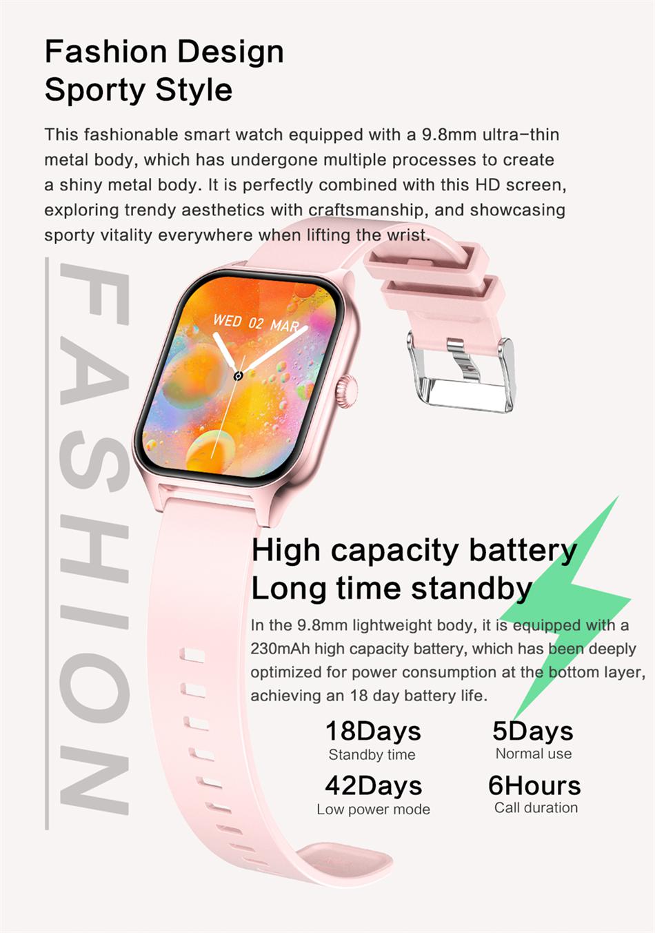 LIGE Original Smart Watch for Women Men Waterproof 1.83inch Sports ...