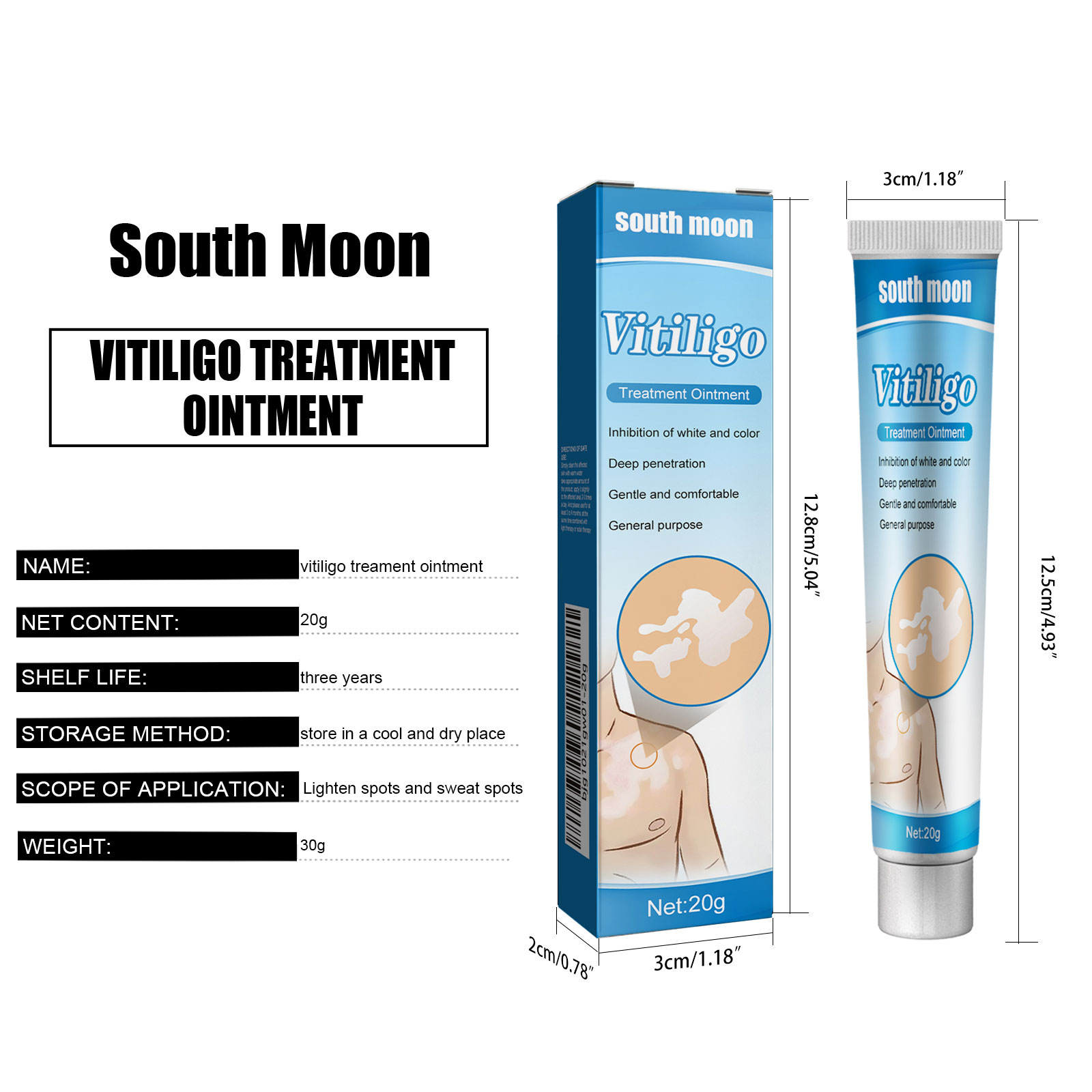 South Moon White Spot Cream Vitiligo Pigment Melanin Promoting Liniment ...