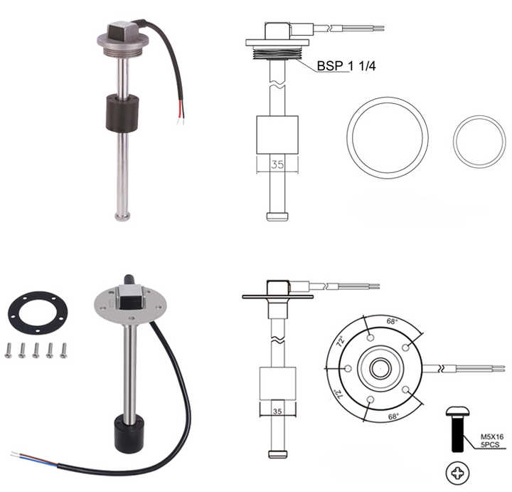 Marine Boat Accessories Parts S5 Oil Fuel Water Electric Liquid Level ...
