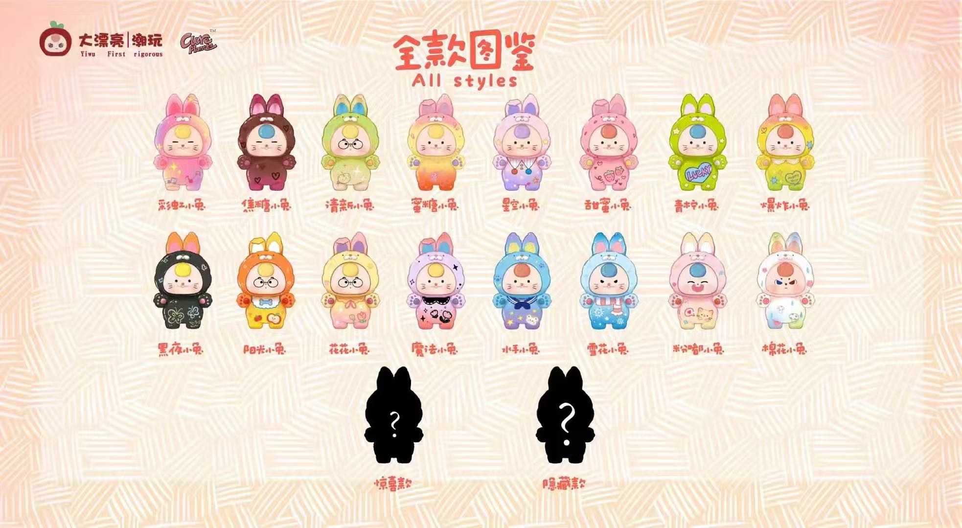 Baby Three Dopamine Rabbit Pvc Mini Bean Blind Box Mini Figure With ...