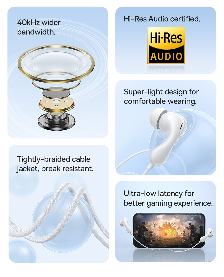 Baseus Encok CZ20 In-ear Wired Earphone Hi-Res Type-C Jack With Mic ...
