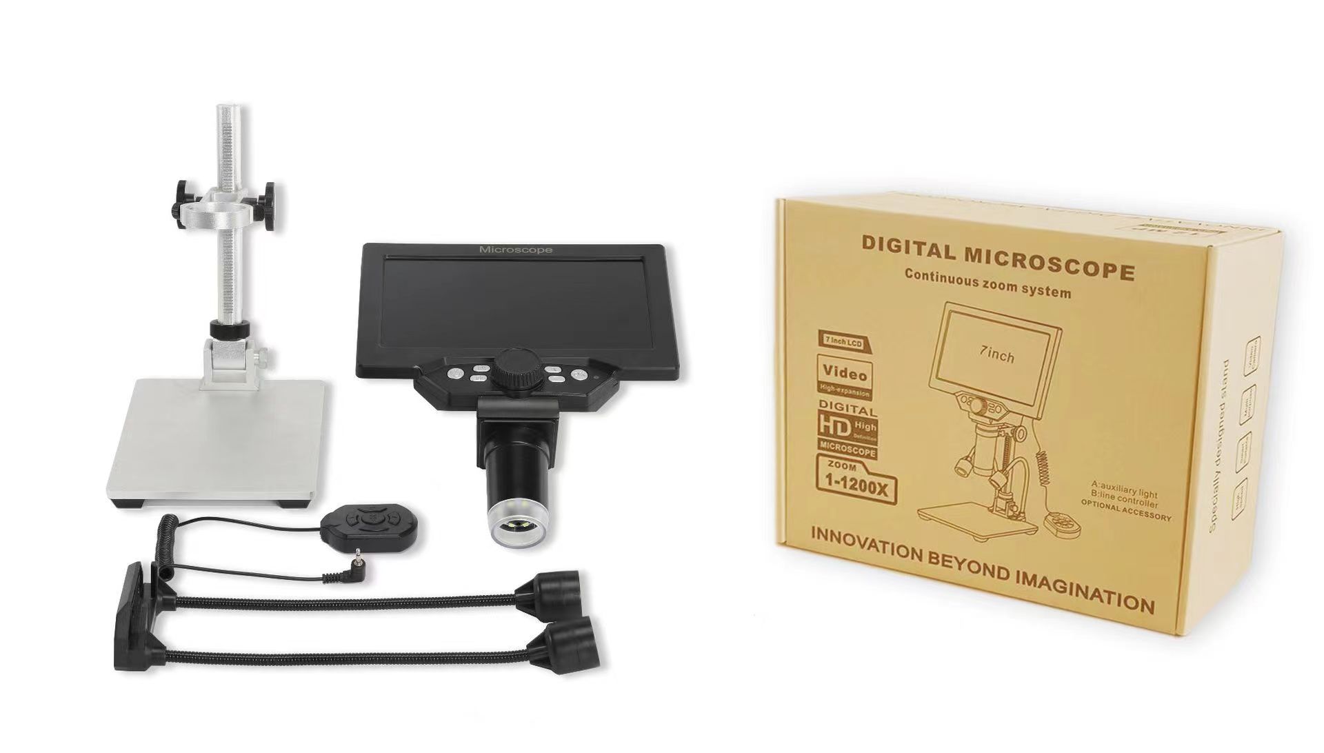 7‘’ Digital Microscope 1200X Zoom 12MP HD Electronic Microscopes Camera ...