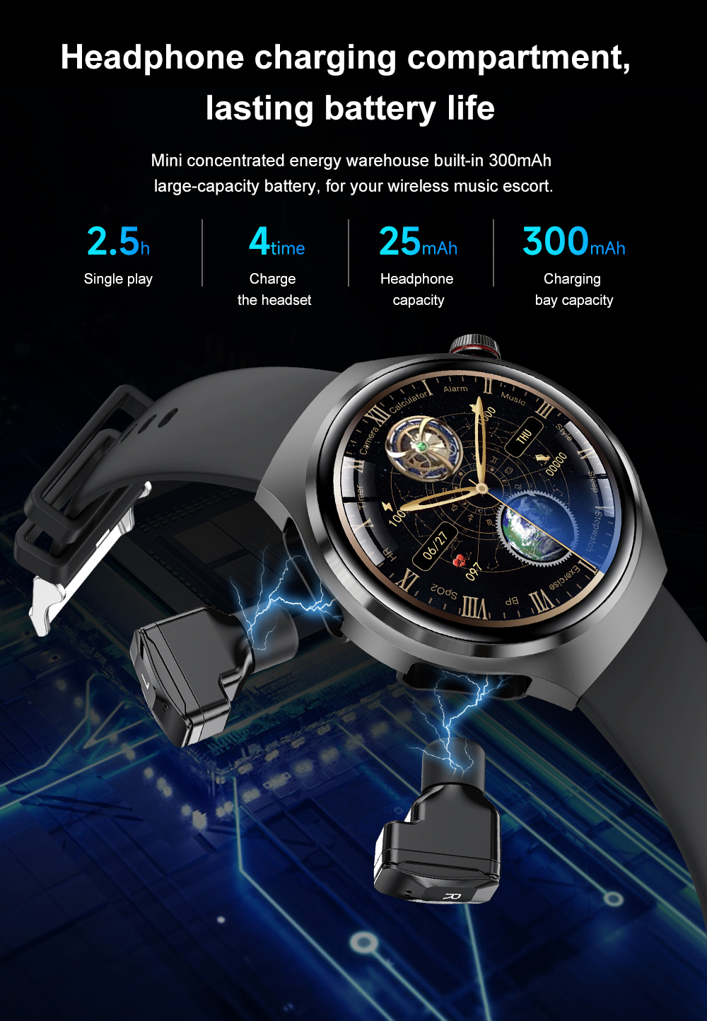 New Smart Watch TWS 2-in-1 Bluetooth Earphones With Built-in Speaker ...