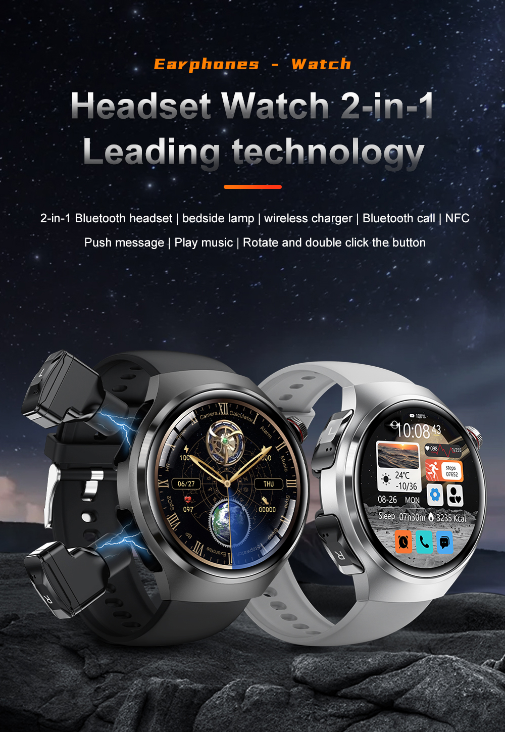 2025 NEW 2 in 1 Bluetooth Earphones Smartwatch HIFI 9D Sound Quality ...