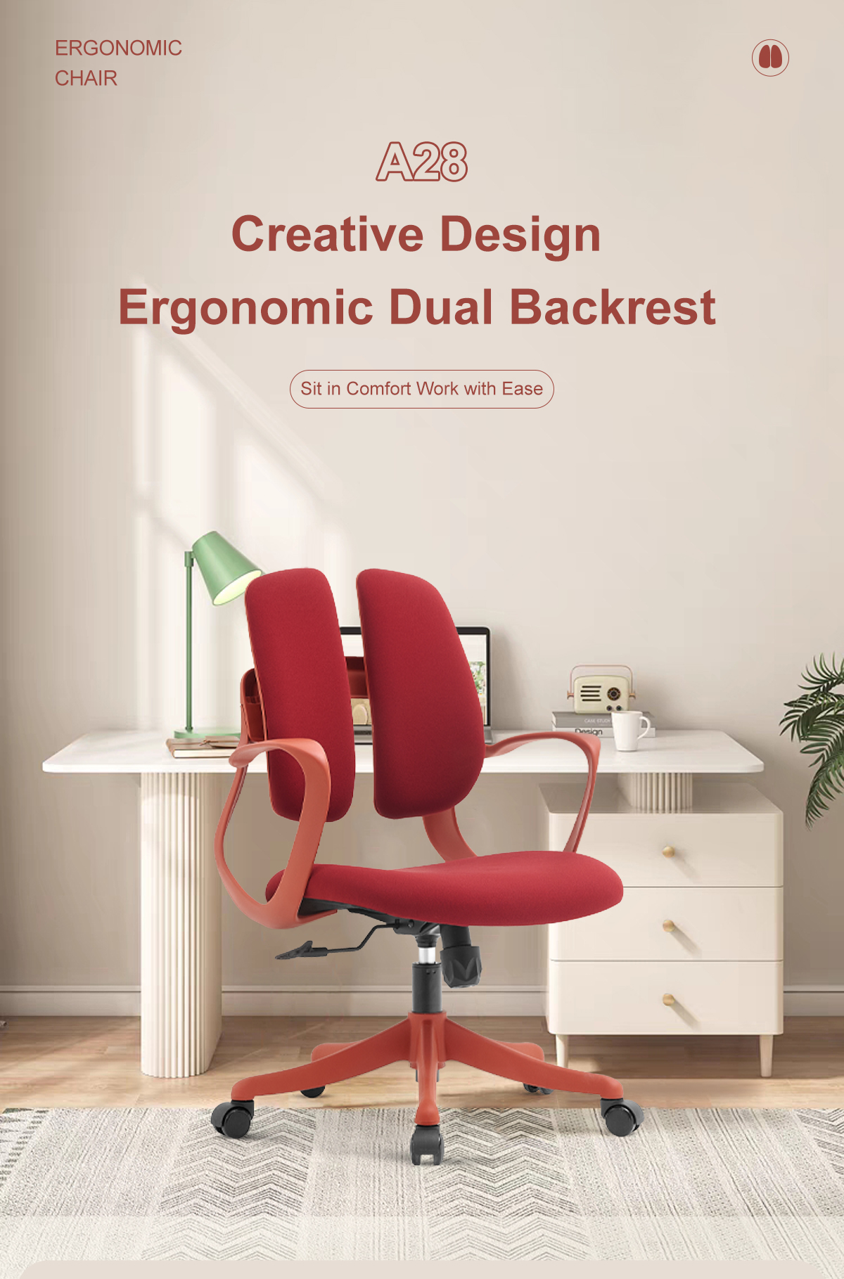 Wisdom Star Ergonomic Chair Dynamic Dual Backrests Chair Mid Back Chair ...