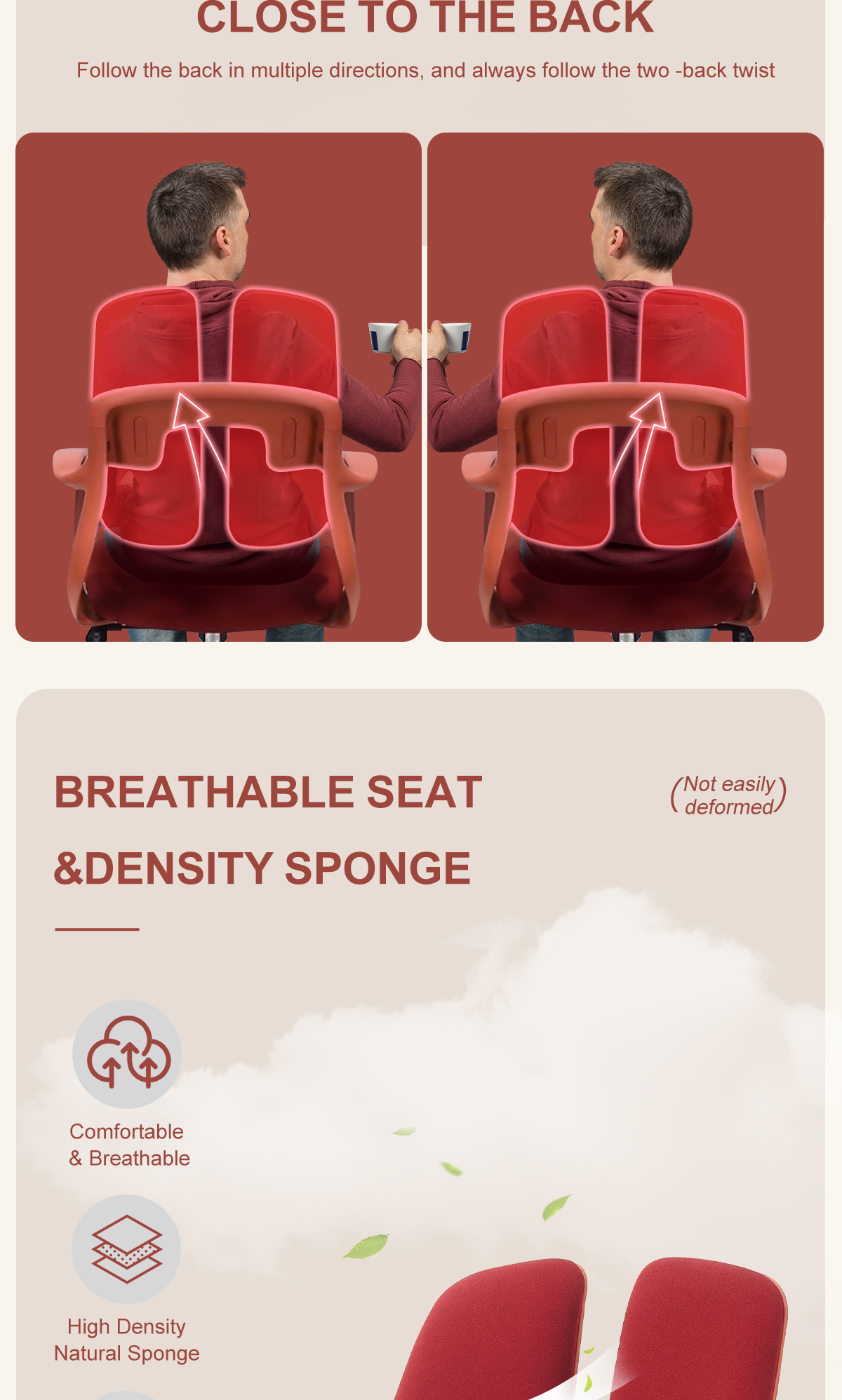 Wisdom Star Ergonomic Chair Dynamic Dual Backrests Chair Mid Back Chair ...