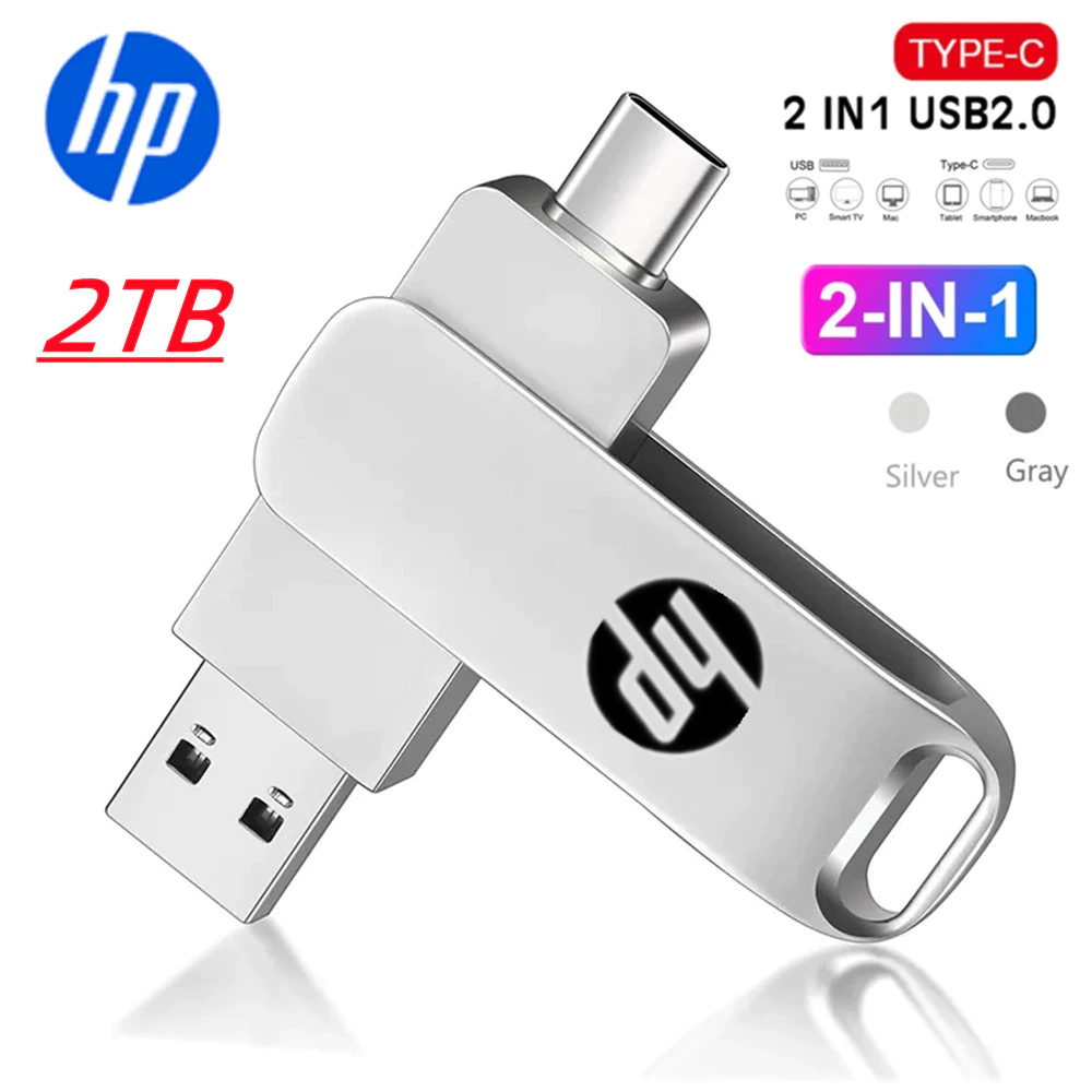 2TB USB Flash Drive 2 in 1 Metal Waterproof High Speed OTG Pendrive ...