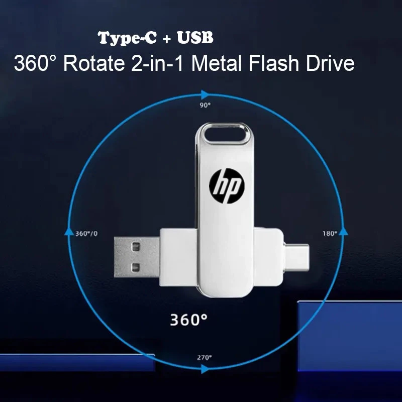 2TB USB Flash Drive 2 in 1 Metal Waterproof High Speed OTG Pendrive ...