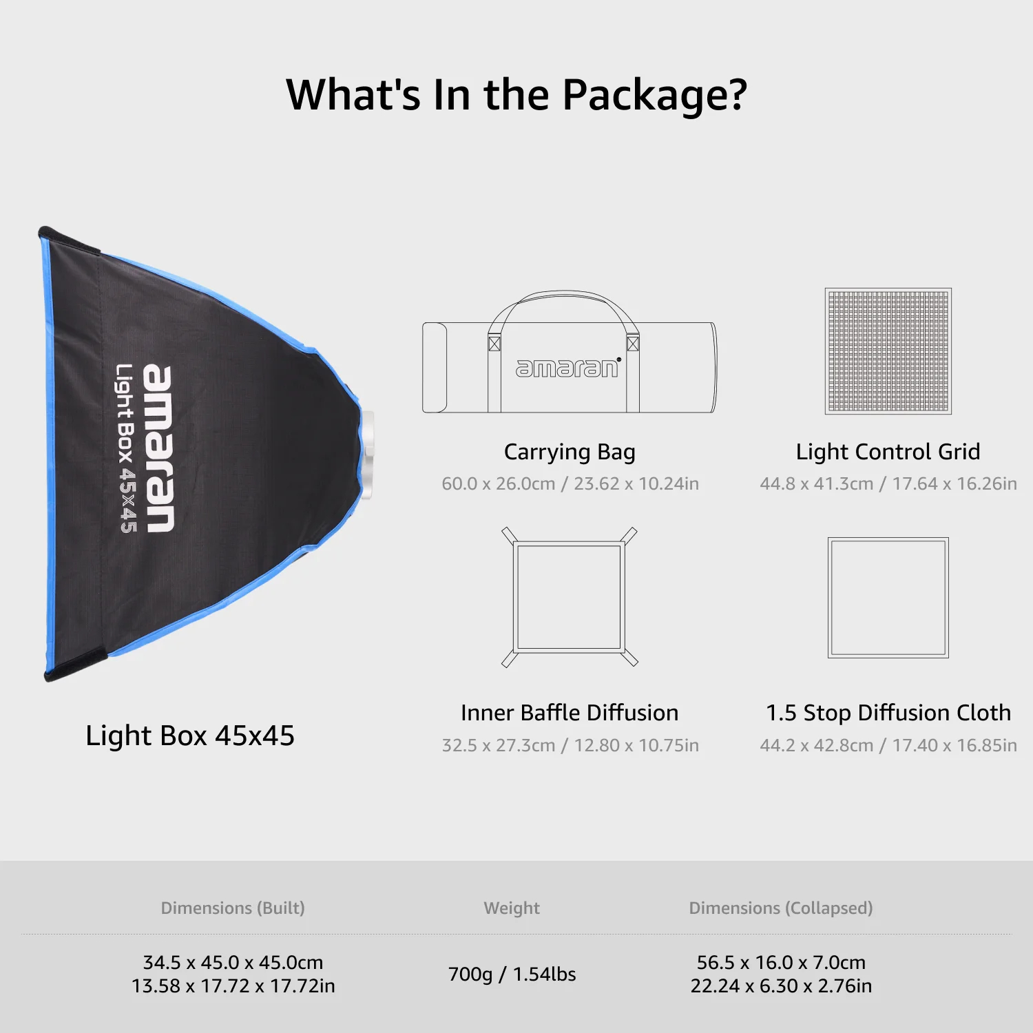 Aputure amaran Light Box 4545 6090 30120 Foldable Quick Release Square ...